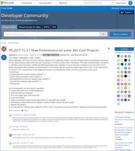 Visual Studio 15.3.x - performance issues - Antares Technology Solutions